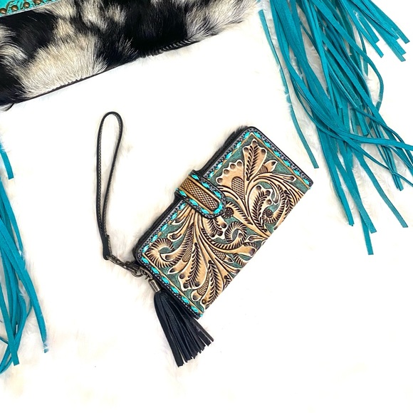 Myra Bag | Bags | Nwt Western Swing Handtooled Leather Wallet Wristlet ...